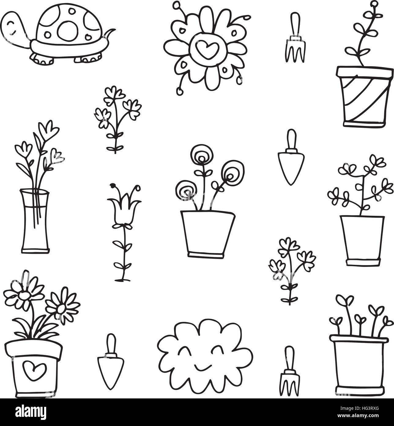 Hand draw of spring doodle set Stock Vector Image & Art - Alamy
