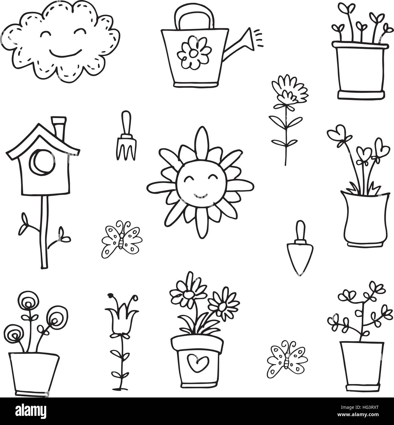 Doodle of spring flower set hand draw Stock Vector Image & Art - Alamy