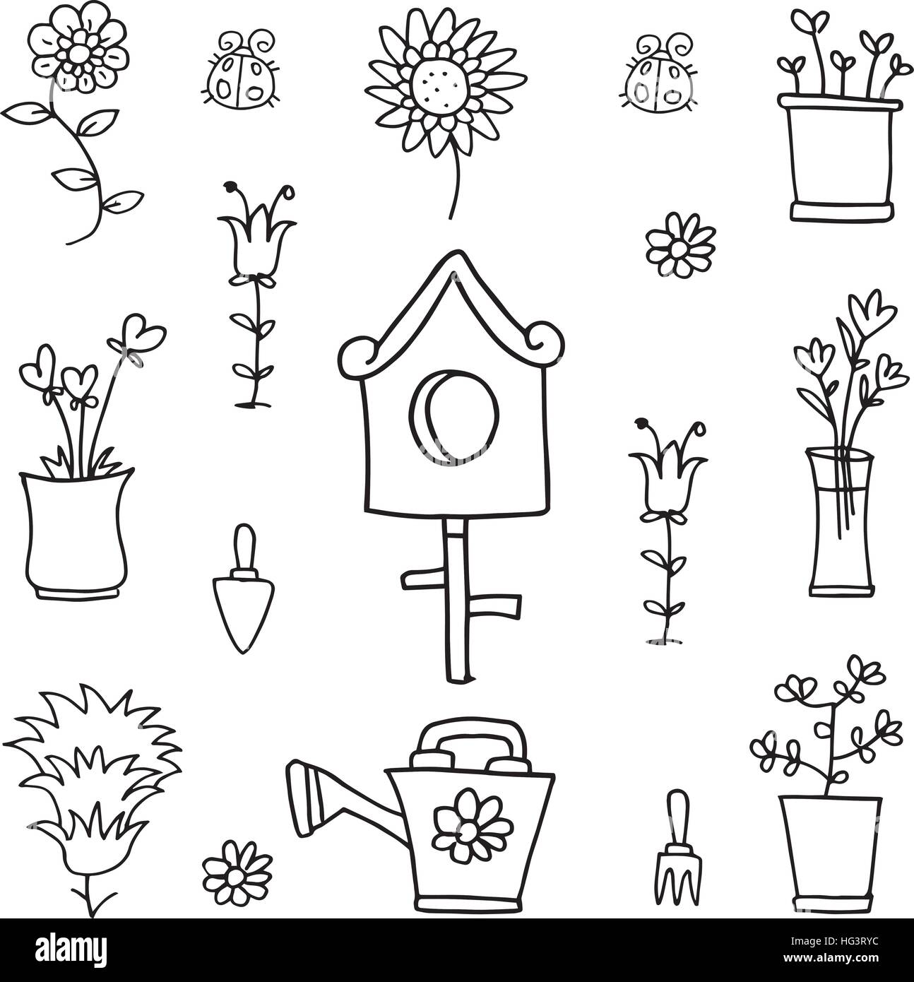 Doodle of object garden spring Stock Vector Image & Art - Alamy