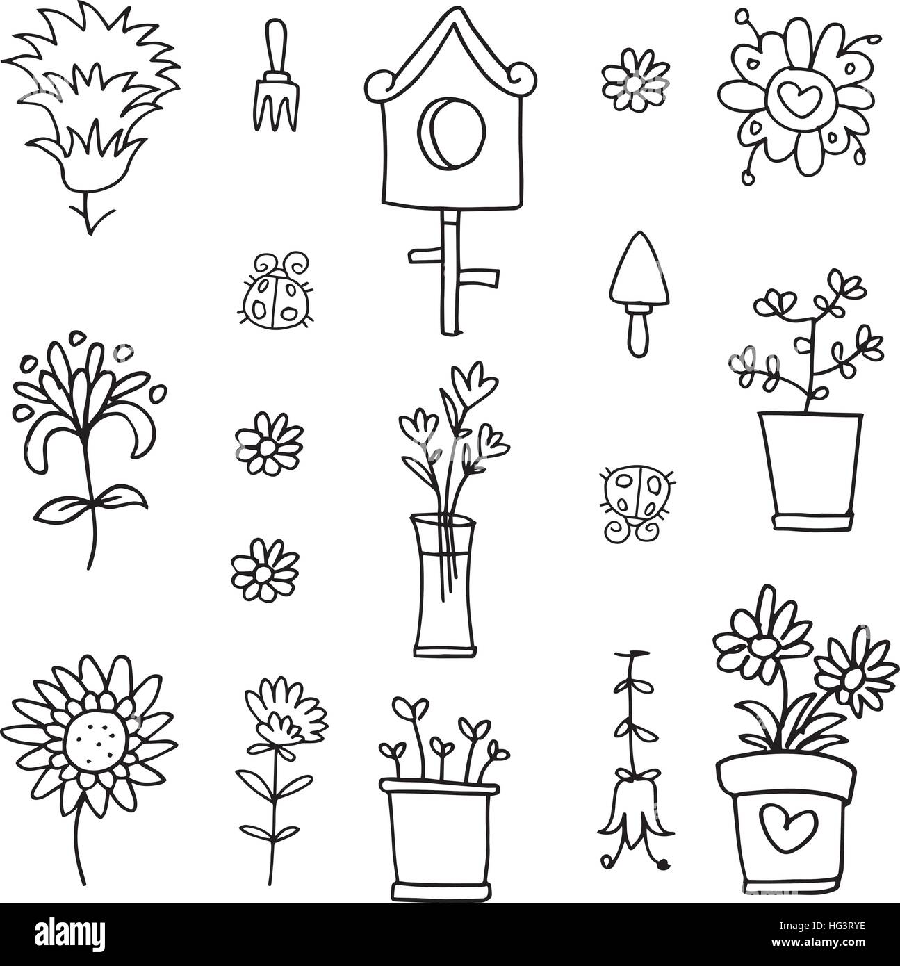Collection of spring doodle set Stock Vector Image & Art - Alamy
