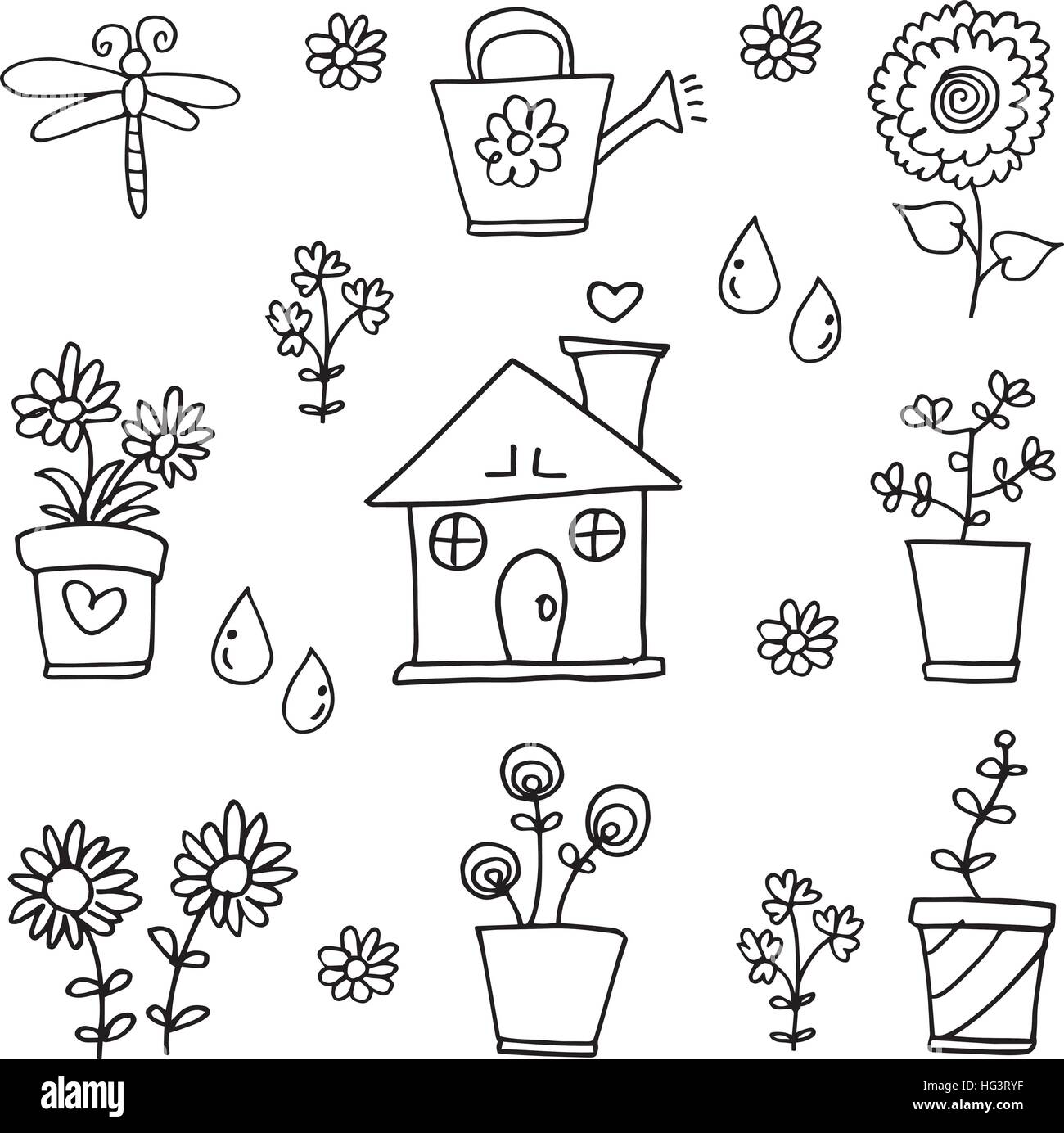 Vector illustration of spring doodles Stock Vector Image & Art - Alamy