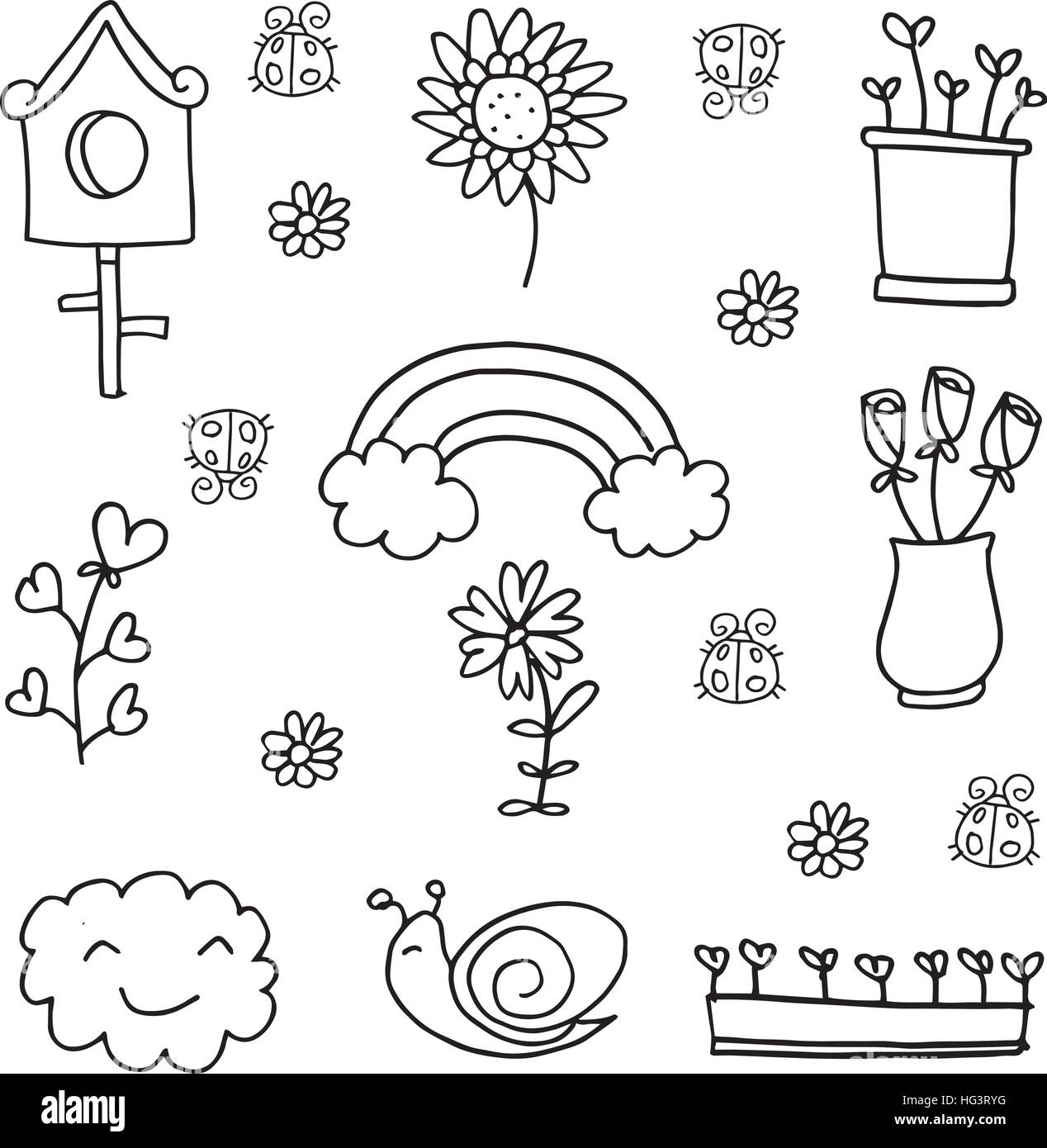 Vector illustration of spring item doodle Stock Vector Image & Art - Alamy