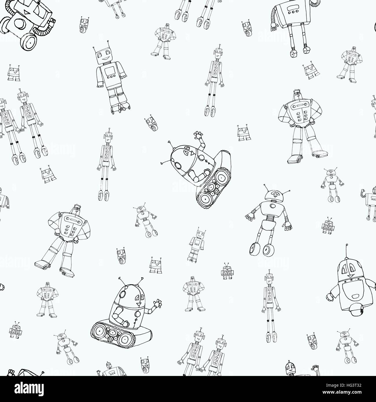 Robot doodles pattern Stock Vector Image & Art - Alamy