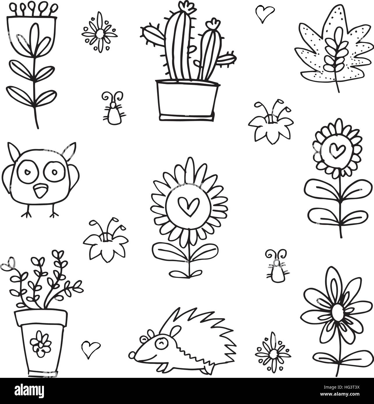 Doodle of spring flower and bird Stock Vector Image & Art - Alamy