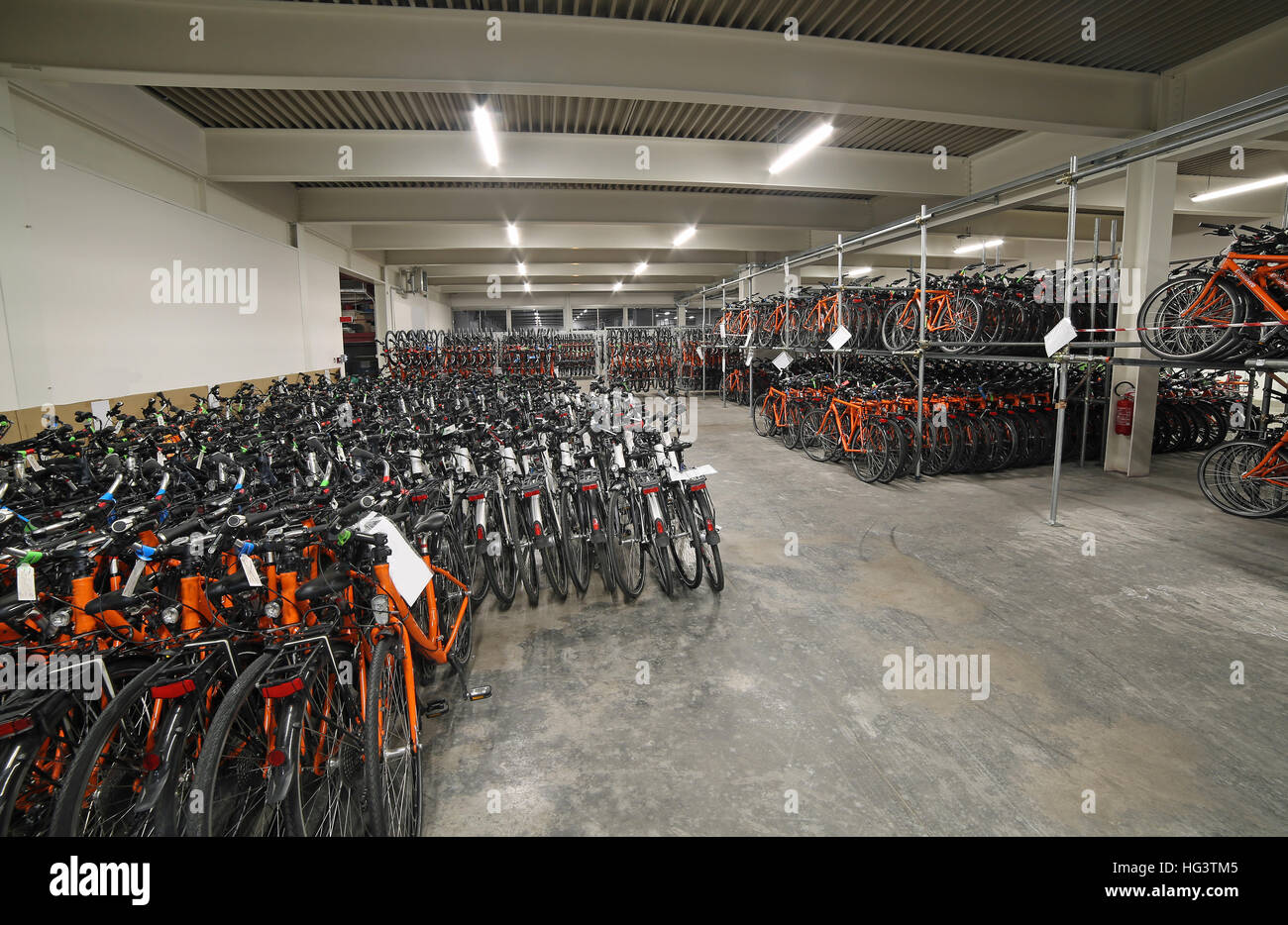 huge warehouse of bicycles for touring on two wheels Stock Photo - Alamy