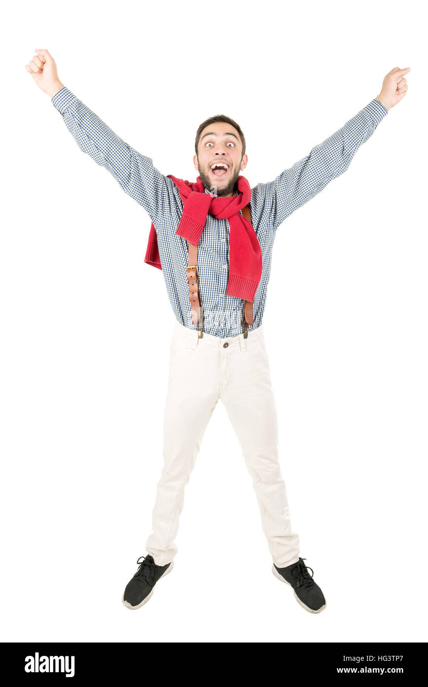 Young nerd posing isolated in a white background Stock Photo - Alamy