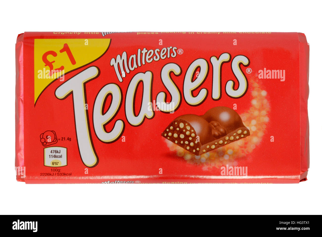 malteasers teasers milk chocolate bar on white background Stock Photo ...