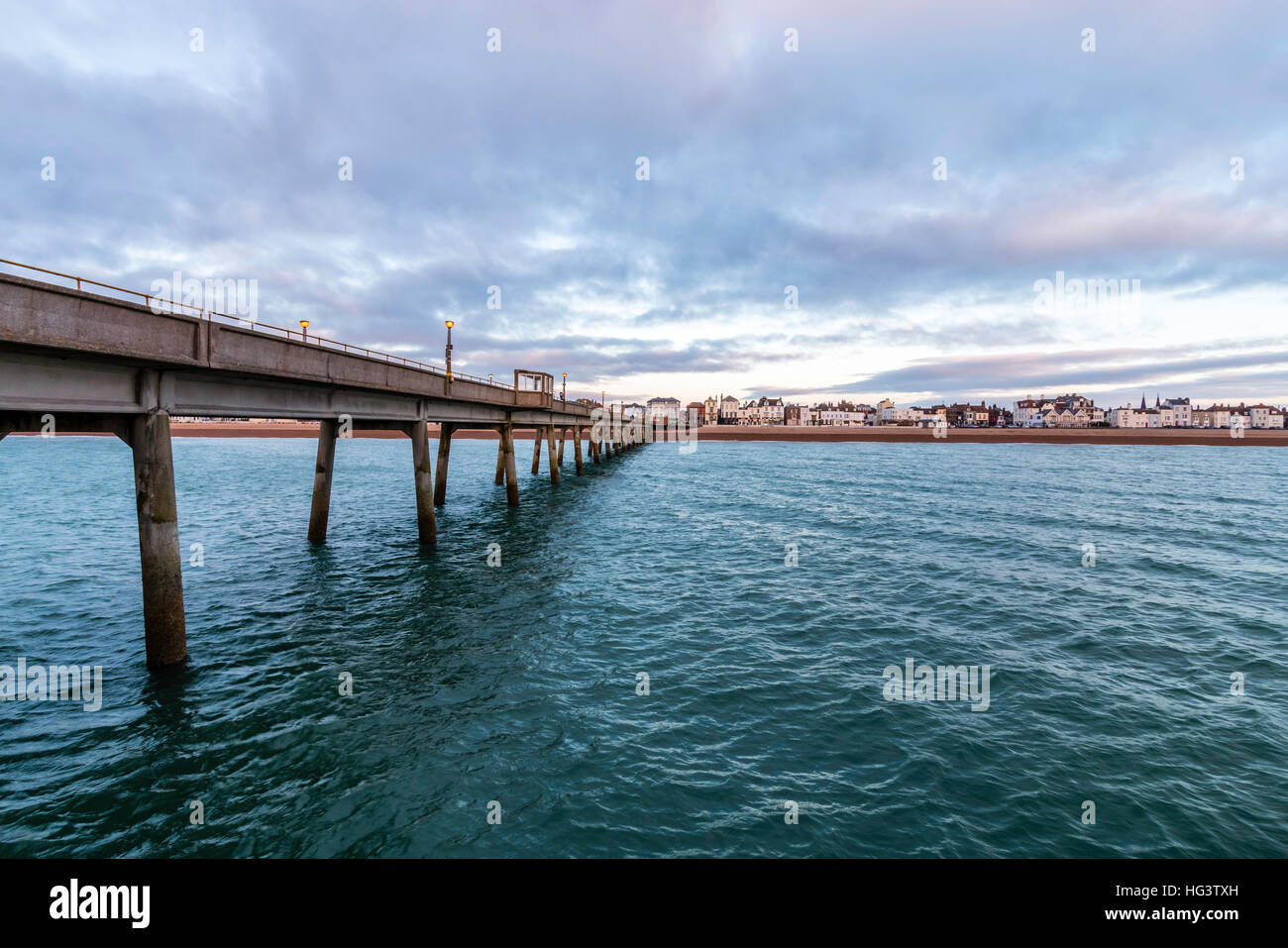 Deal Pier, in Kent England. Concrete pier build in the 1950s. View from ...
