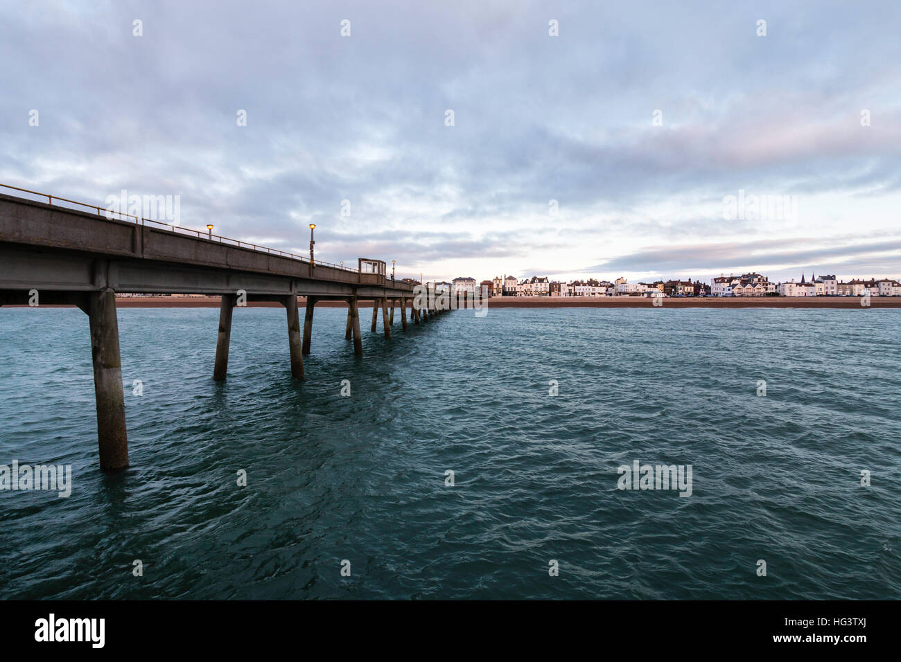 Deal Pier, in Kent England. Concrete pier build in the 1950s. View from ...