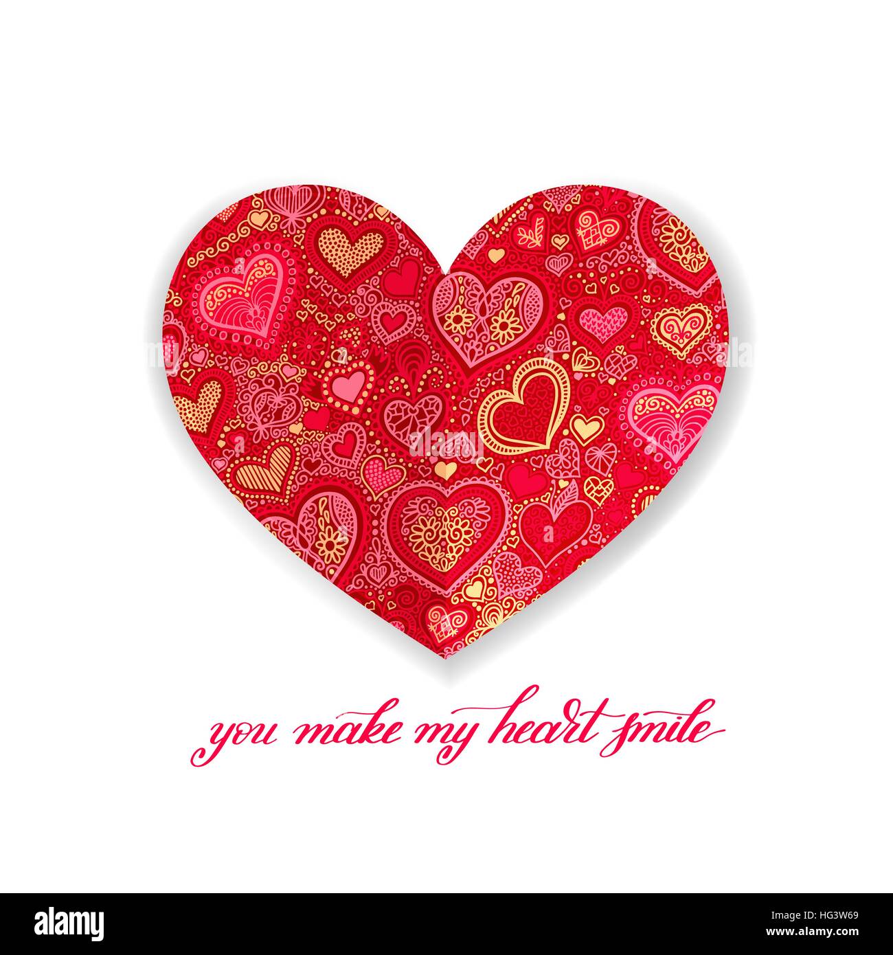 you make my heart smile calligraphy design with red paper heart Stock ...