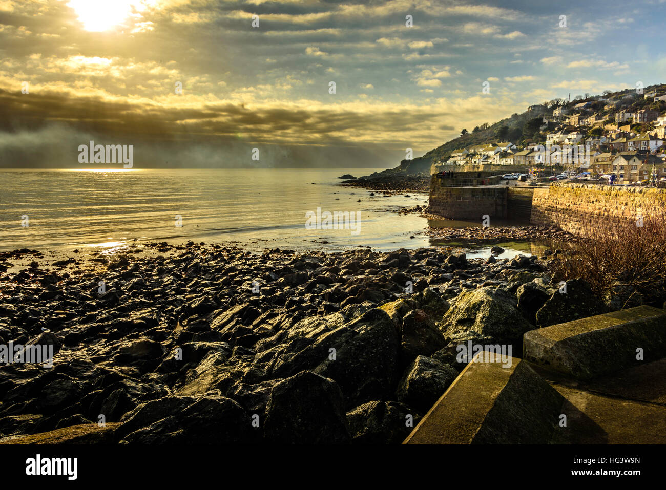 Morning sun at Mousehole Stock Photo - Alamy