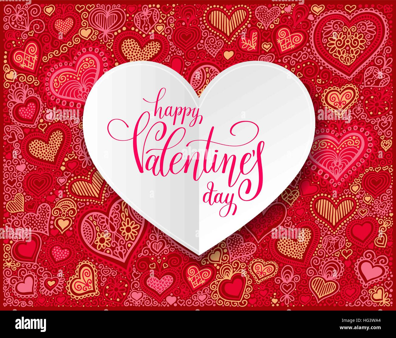 happy valentines day handwritten lettering holiday design with h Stock ...