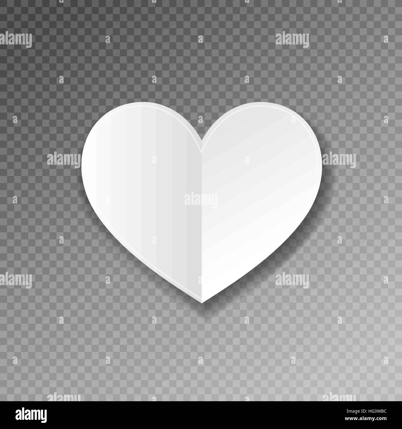 white paper heart shape origami with shadow on transparence back Stock ...