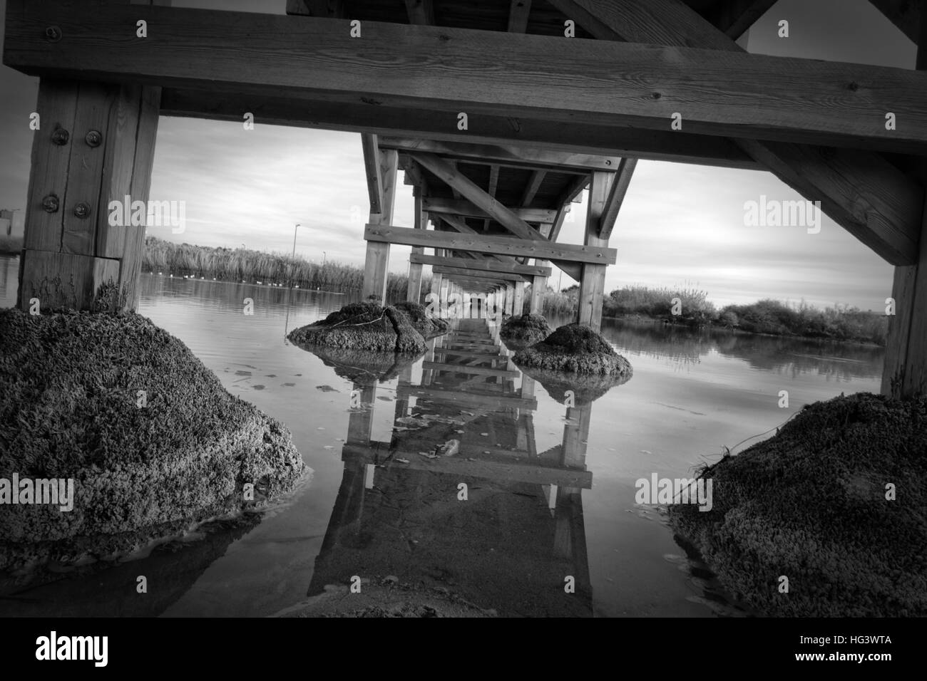 Water reflection under bridge Black and White Stock Photos & Images - Alamy