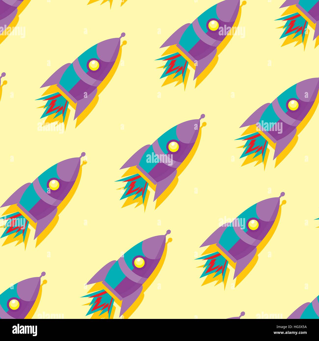 Cute and colorful space seamless pattern background with rockets ...