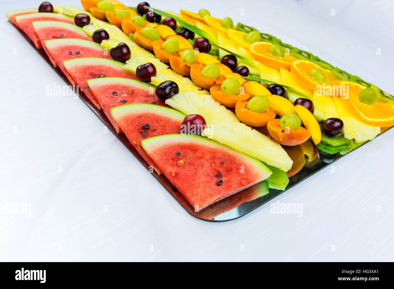 compositions of fresh fruit cut for buffets. typical summer fruits of ...