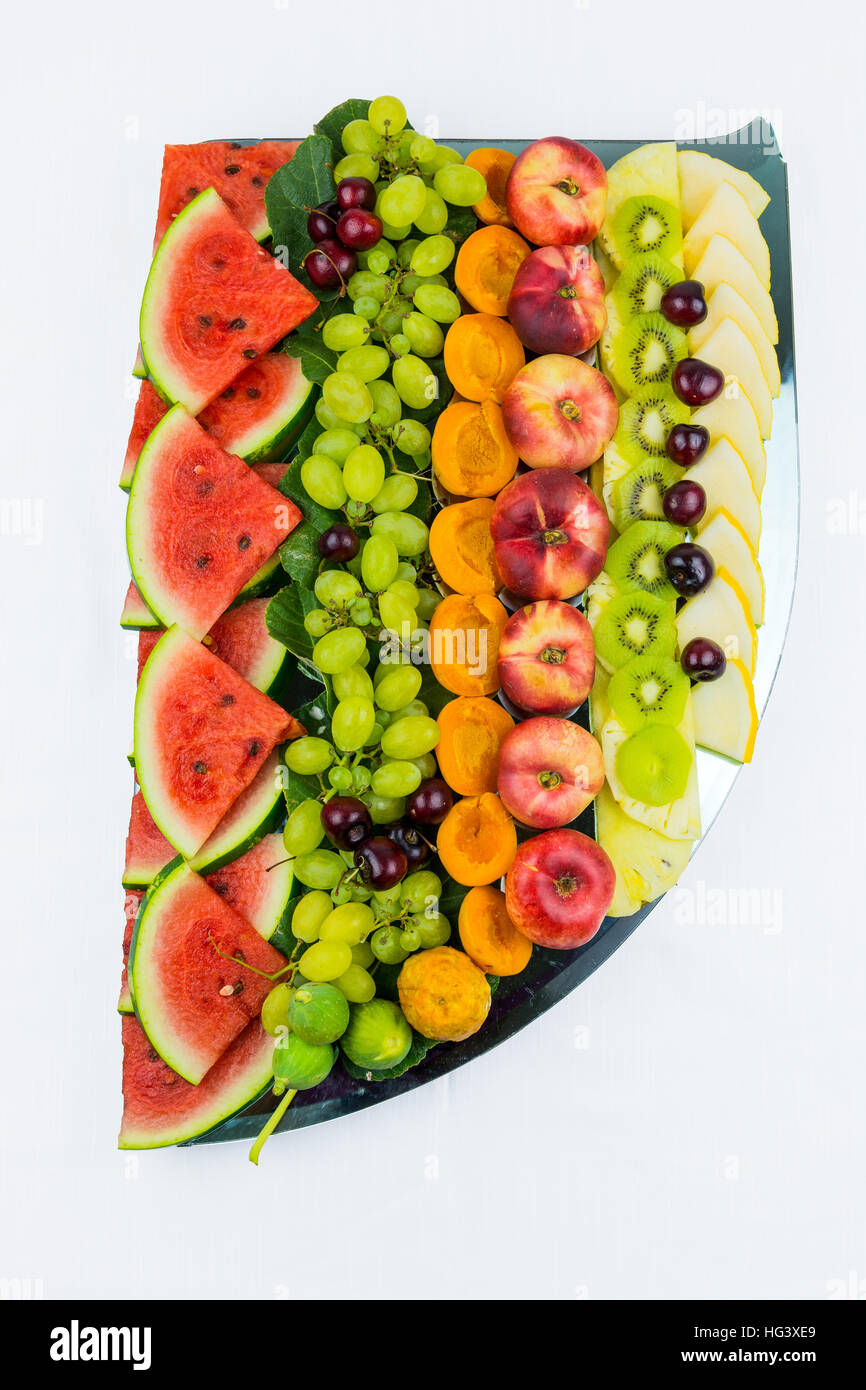 compositions of fresh fruit cut for buffets. typical summer fruits of ...
