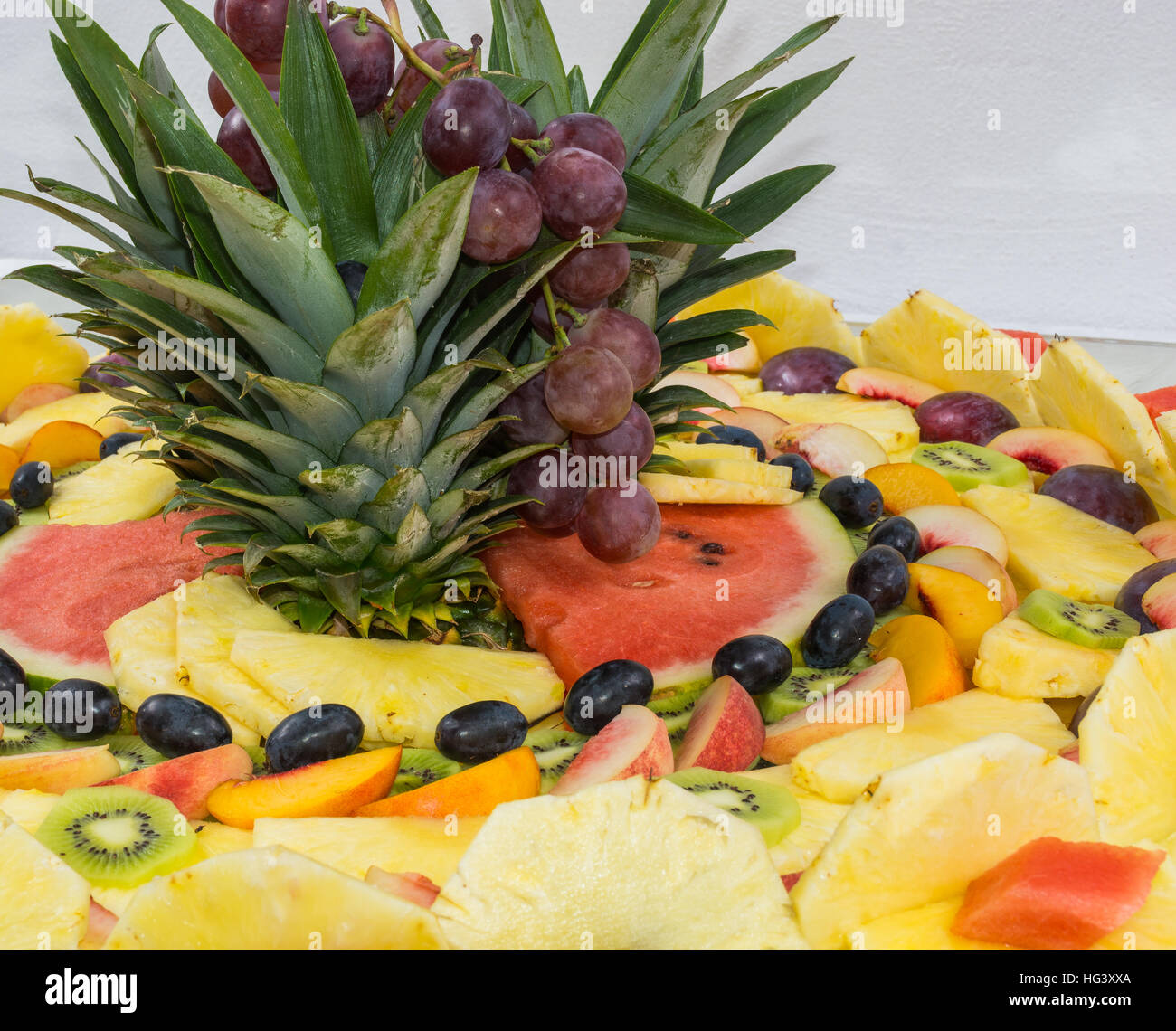 compositions of fresh fruit cut for buffets. typical summer fruits of ...