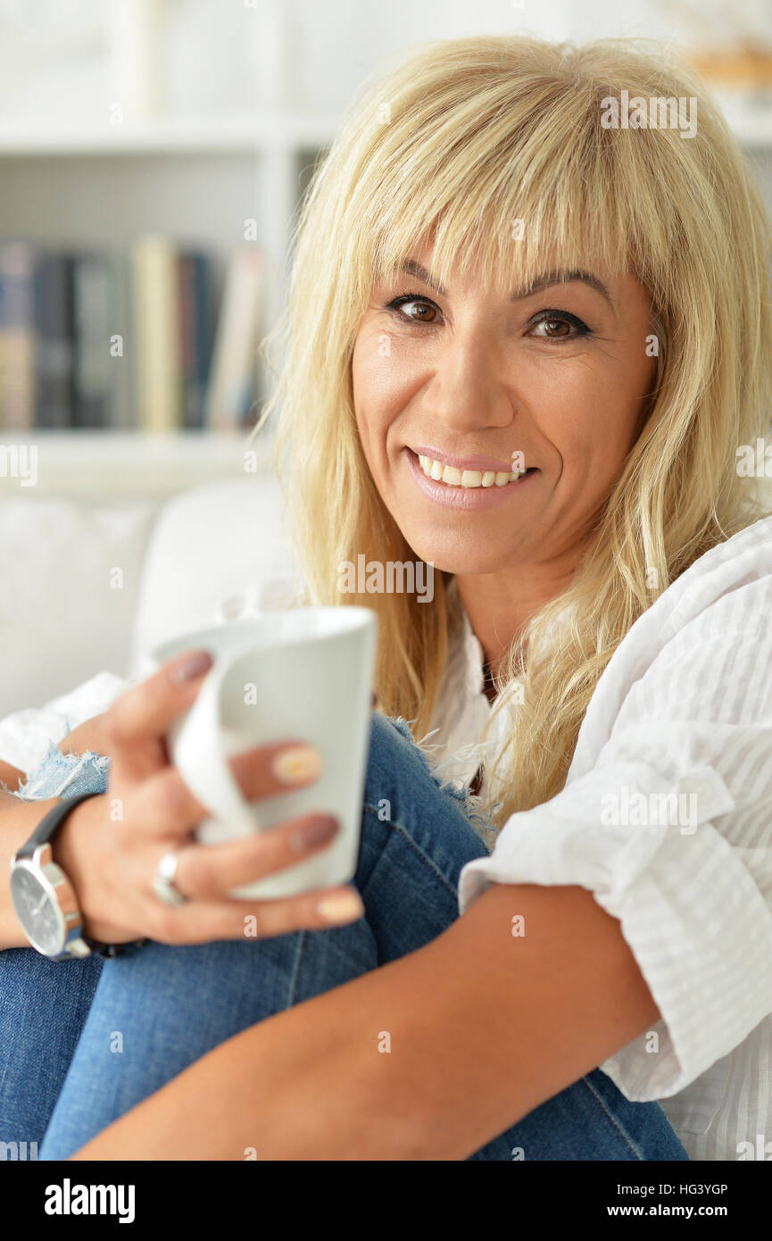 middle aged blonde woman Stock Photo - Alamy