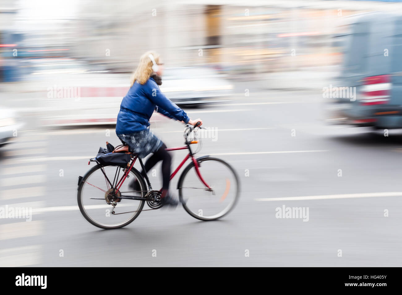 Motion blurred bicycle rider hi-res stock photography and images - Alamy