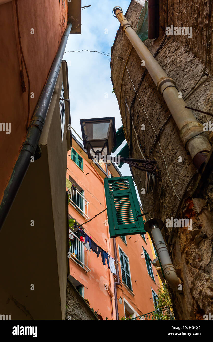 steep alley in Riomaggiore, Cinque Terre, Italy Stock Photo - Alamy