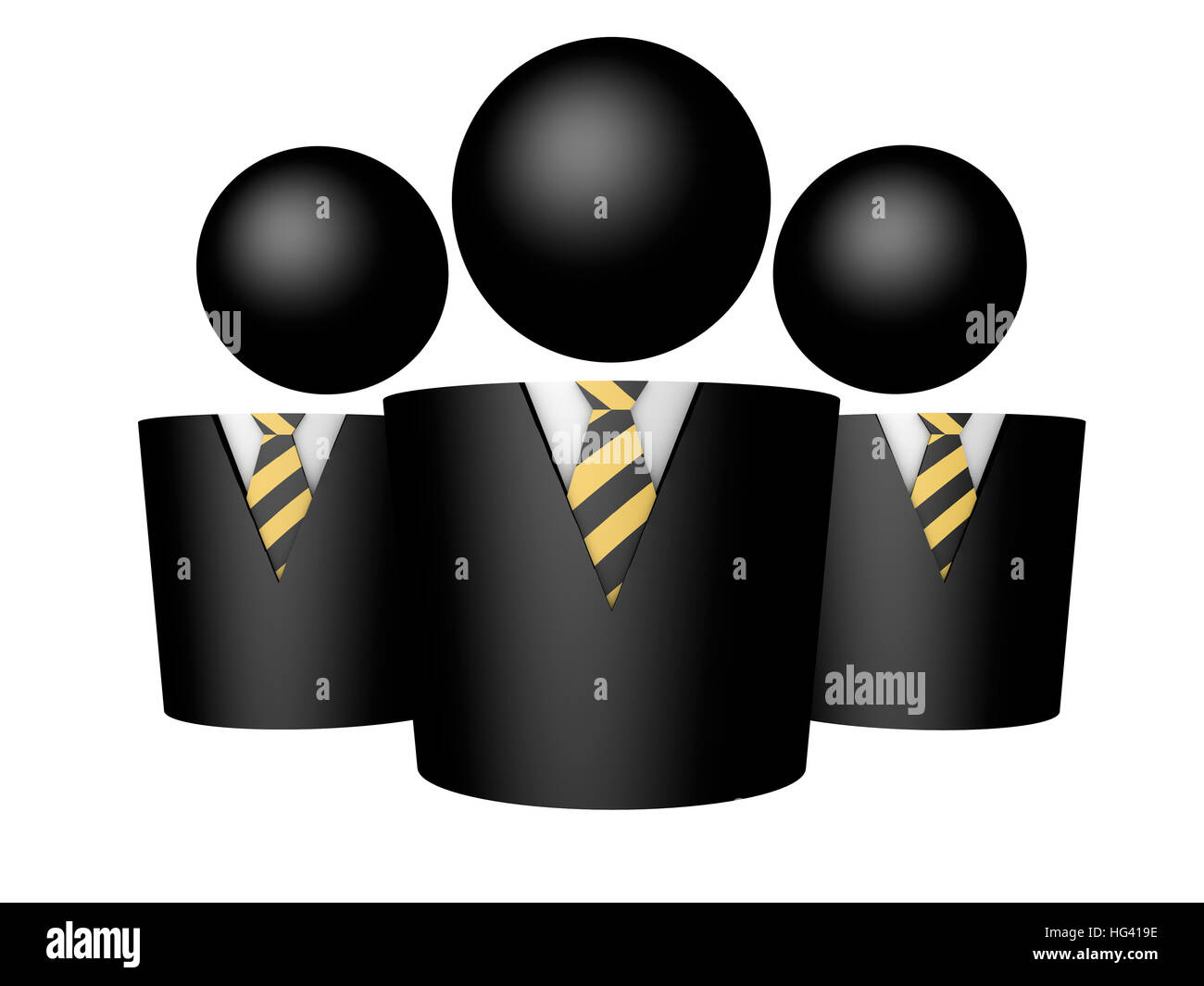 Three businessman symbol icon tie white background 3d render rendering ...
