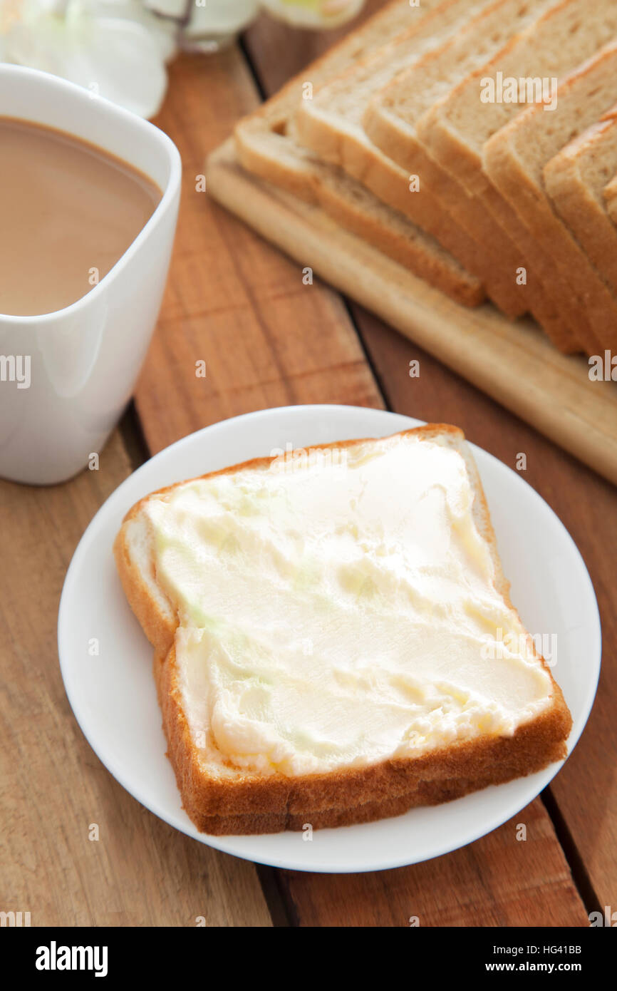 Buttered toast with cup of tea Stock Photo - Alamy