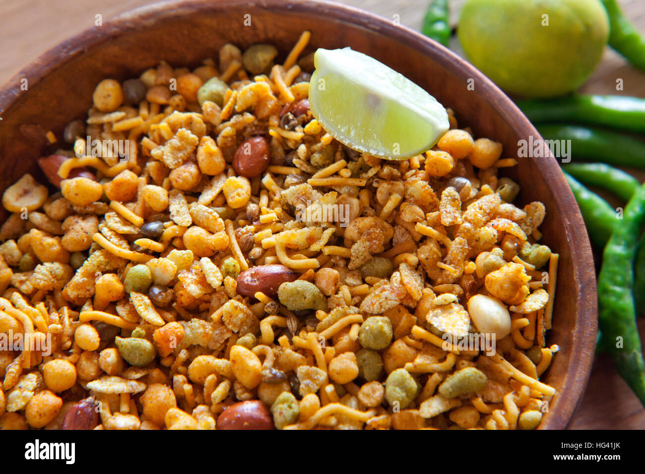 Close-up of fried mixture in a bowl with slice of lemon Stock Photo - Alamy