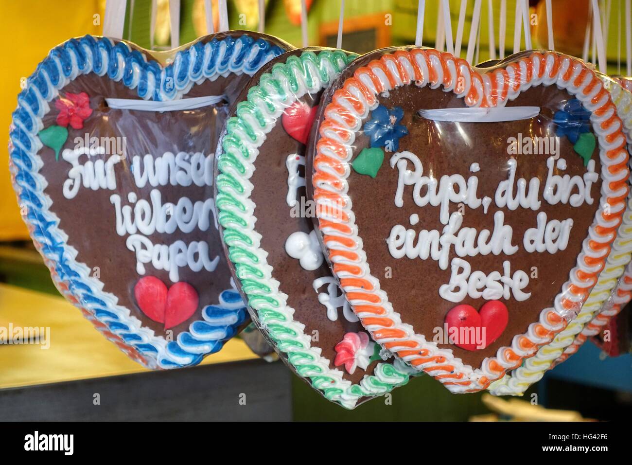 Germany: Gingerbread heart's for Father's Day at a shop in Munich ...