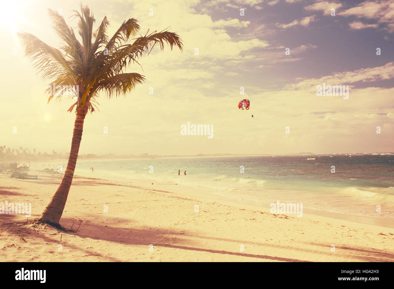 Art beautiful retro seaside view background Stock Photo - Alamy