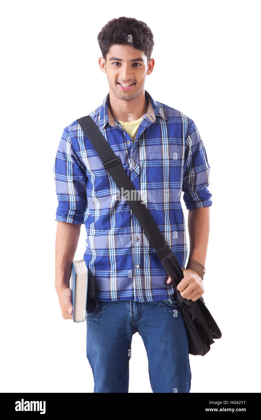 Young happy student posing isolated over white background Stock Photo ...