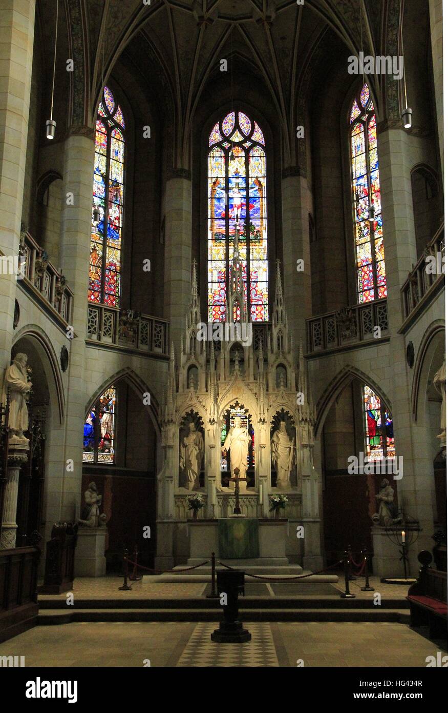Nave of the Castle Church of Wittenberg. On the main door of the church ...