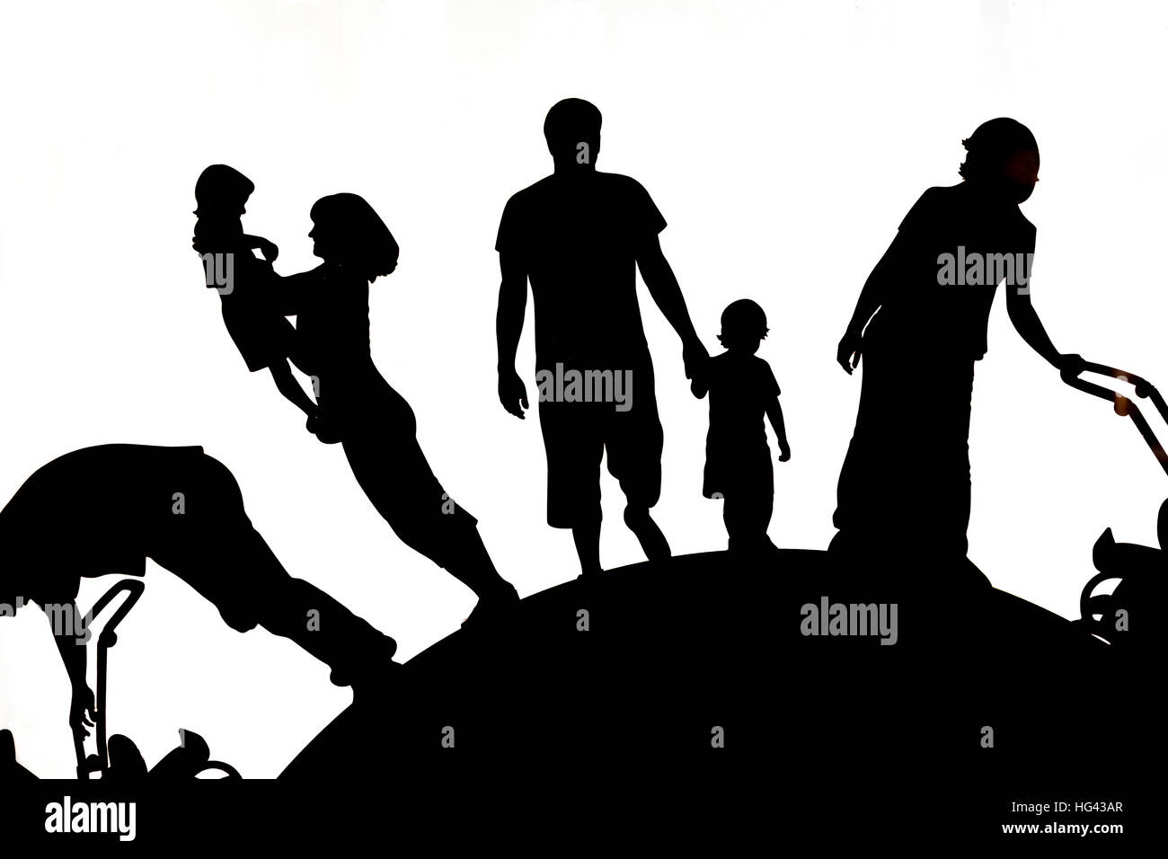 silhouette of a family having fun Stock Photo - Alamy