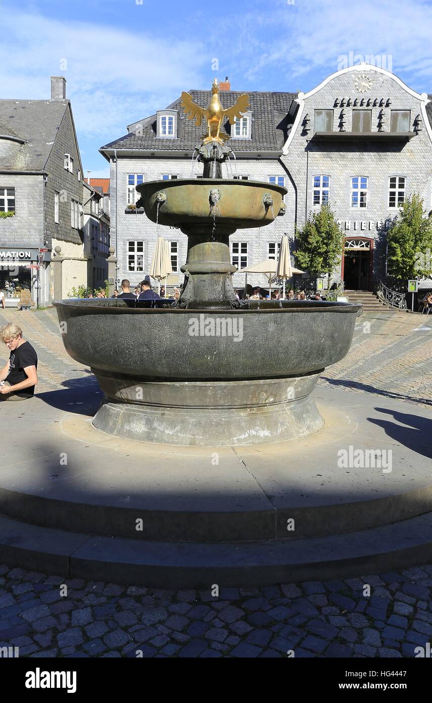 The market fountain in Goslar. Goslar, UNESCO World Cultural Heritage ...