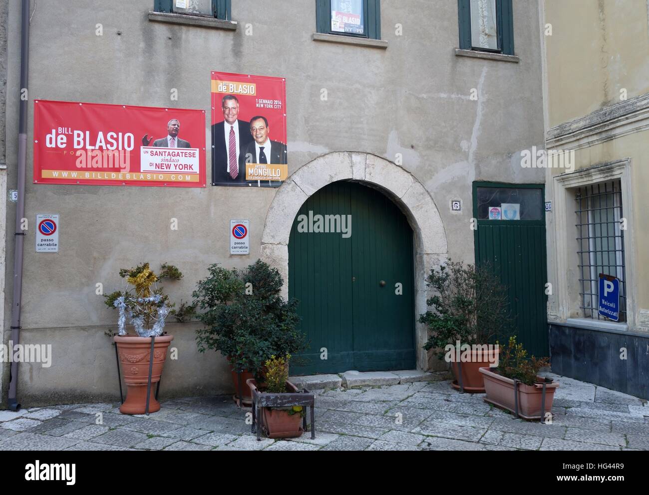 Sant'Agata dei Goti - Building with a poster from Bill de Blasio ...