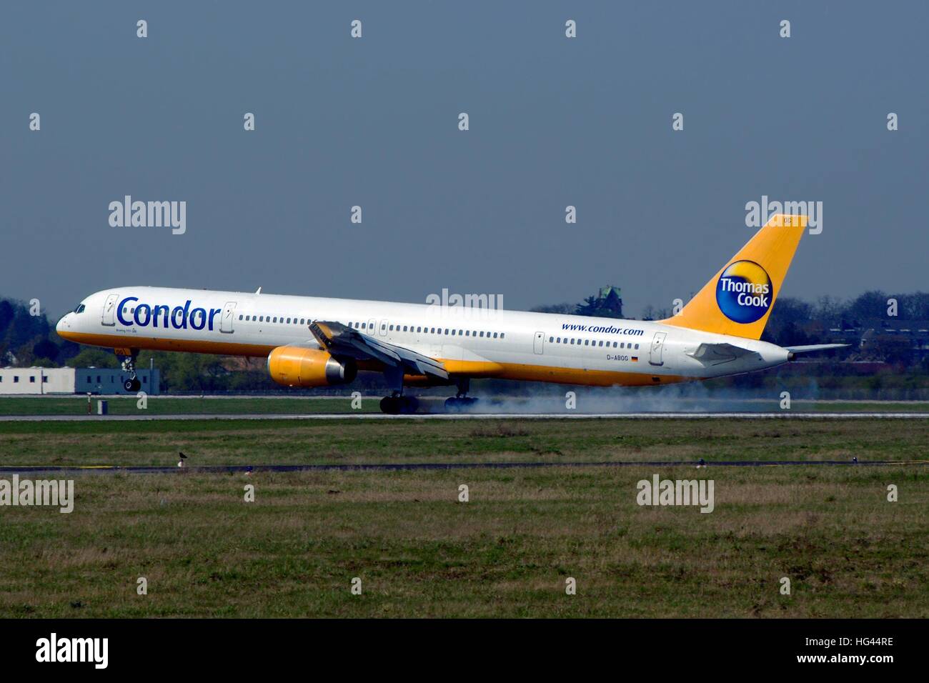 A Boeing 757-300 passenger aircraft of german airline Condor is landing ...