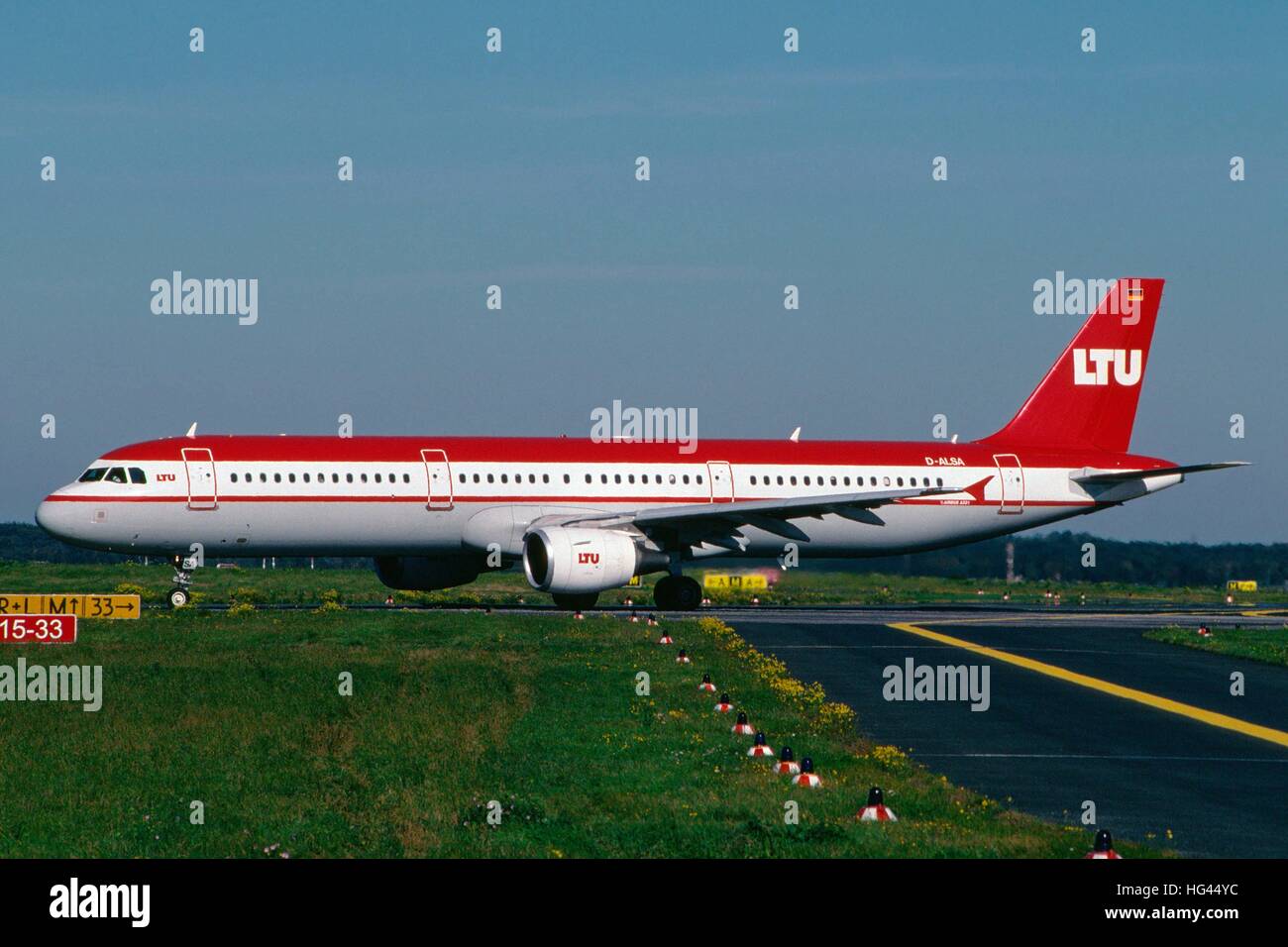 An Airbus A321 passenger aircraft of german airline LTU is ready for ...