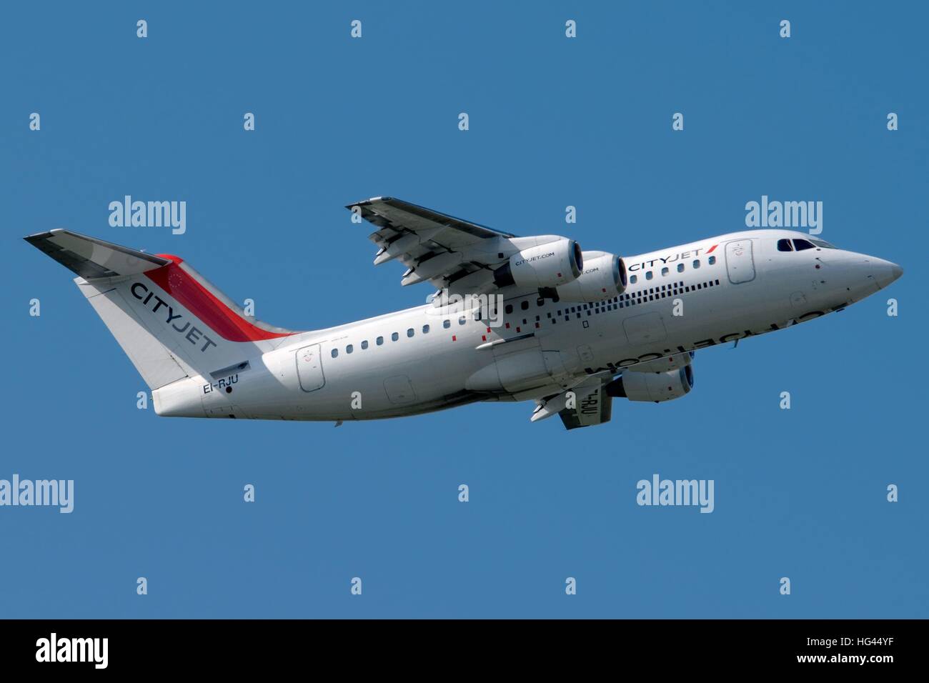 A British Aerospace BAe 146-200 passenger aircraft of Cityjet is ...