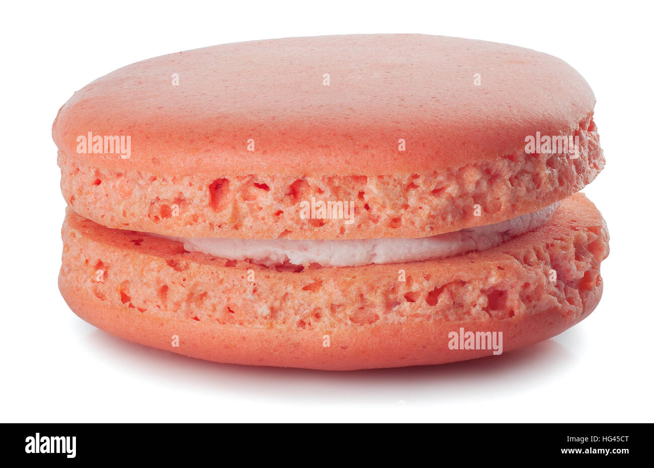 single pink macaron isolated on white background Stock Photo - Alamy