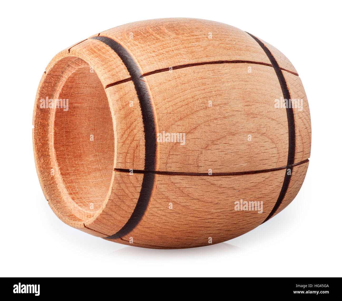 empty wooden barrel isolated on white background with clipping path ...