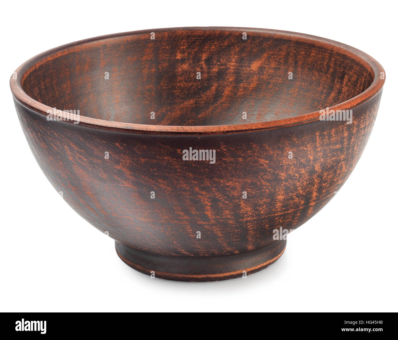 single rustic clay bowl isolated on white background Stock Photo - Alamy