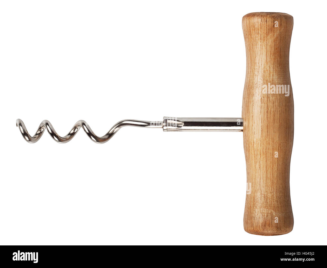 one corkscrew with wooden handle isolated on white background Stock ...