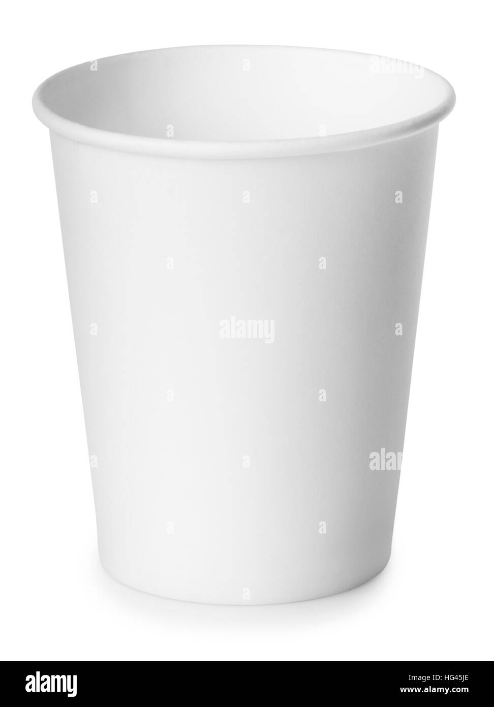 single disposable empty white paper cup isolated on white background ...