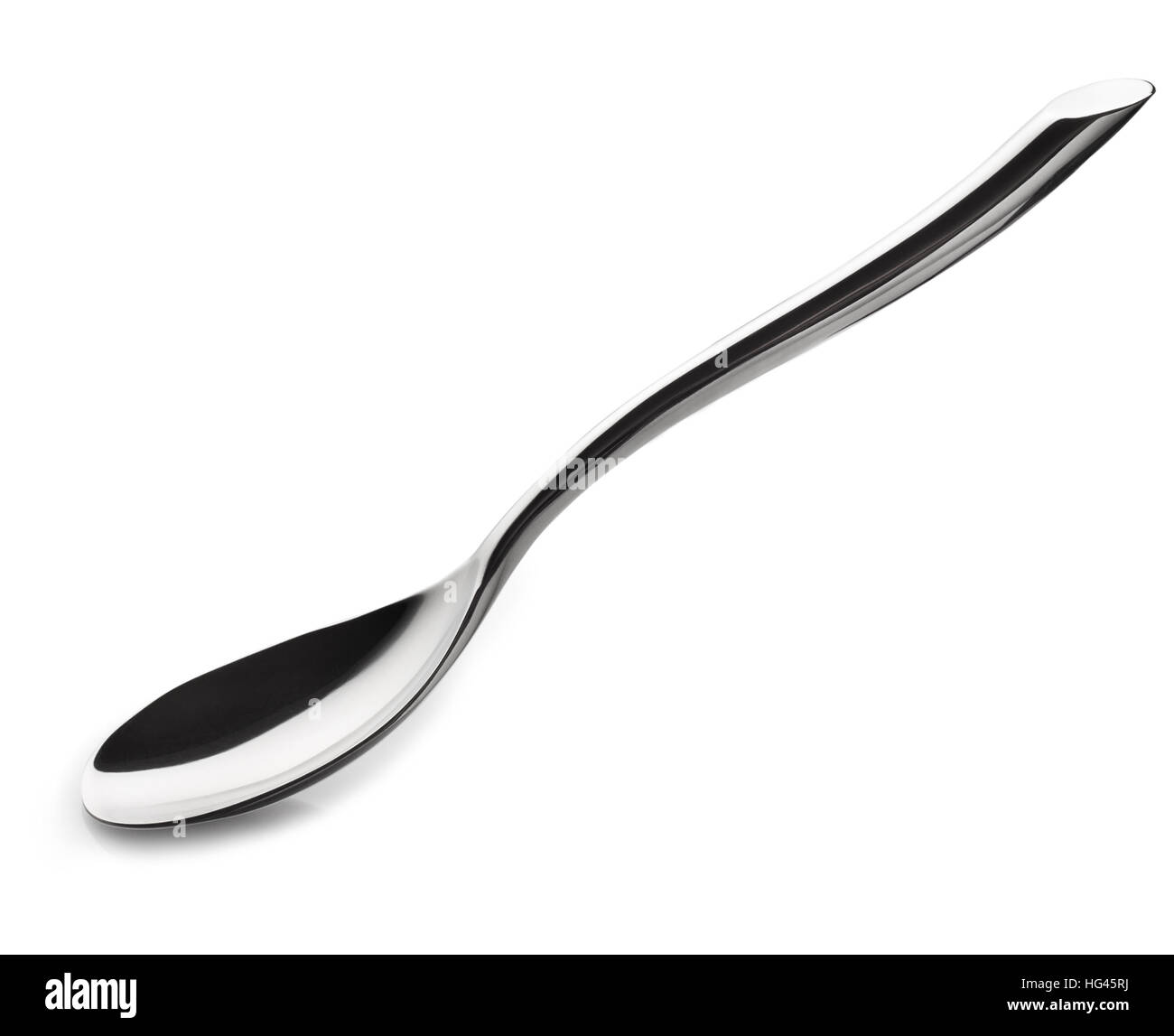 one big silver spoon isolated on white background Stock Photo - Alamy