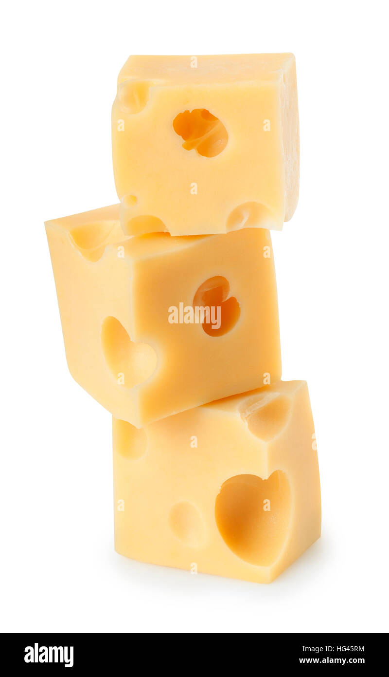 stack of cheese cubes with big hole isolated on white background Stock ...