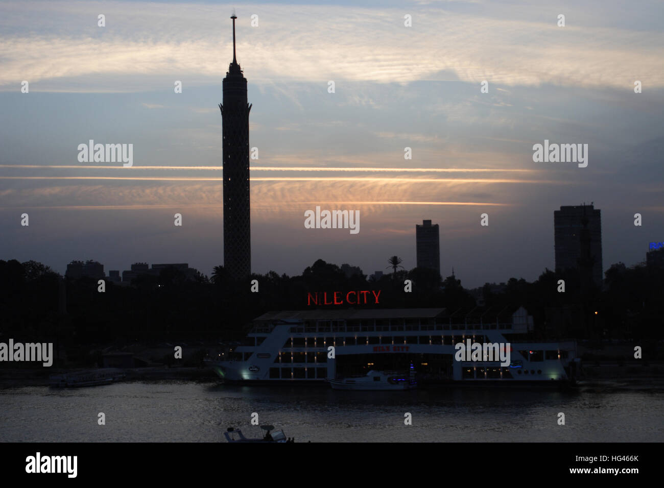 Sunset on the Nile, Cairo, Egypt Stock Photo - Alamy