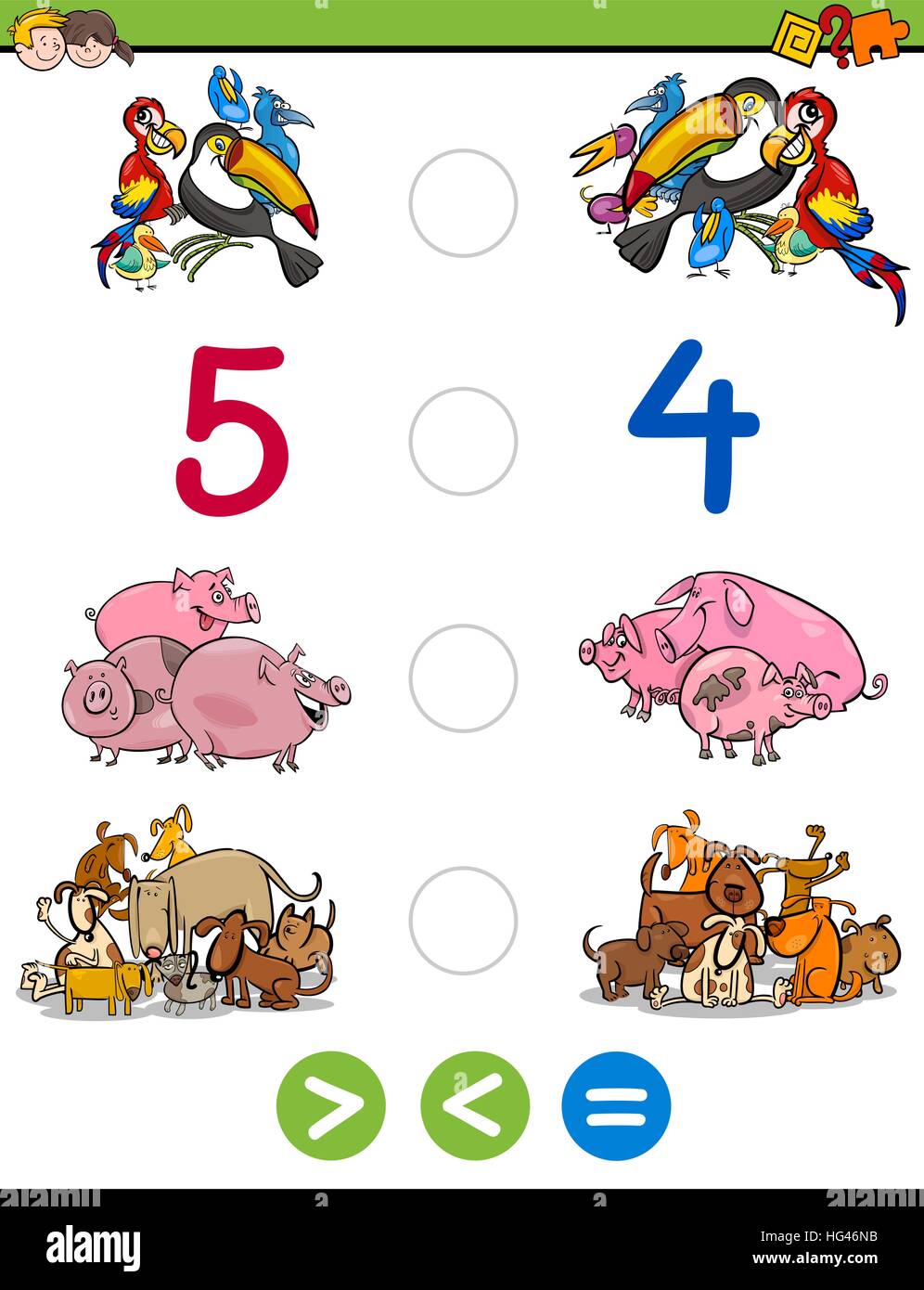 Cartoon Illustration of Educational Mathematical Activity Game for ...
