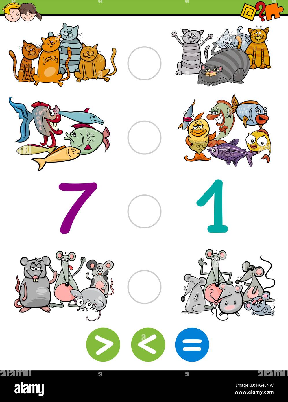 Cartoon Illustration of Educational Mathematical Activity Game of ...