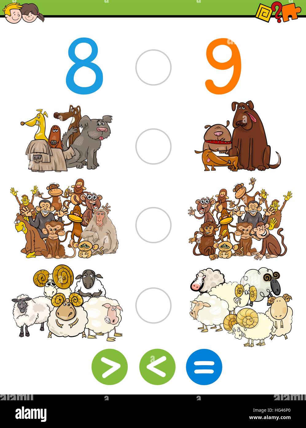 Cartoon Illustration of Educational Mathematical Activity Game of ...