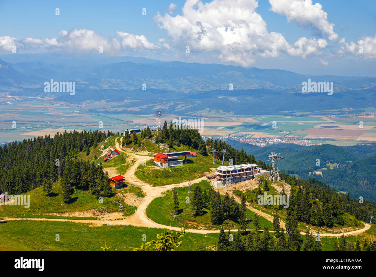 Mountain ski resort in Postavarul Massif, Poiana Brasov, Romania Stock ...